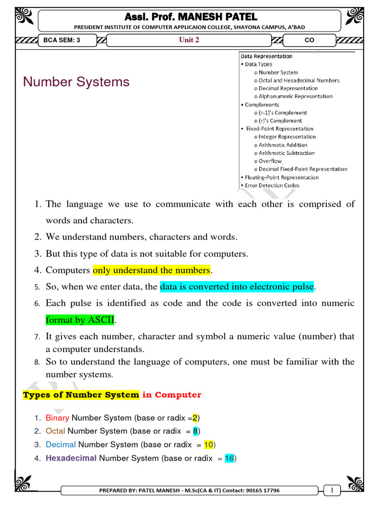 Unit-2 - Sem 3 - CO Final | PDF | Ascii | Decimal