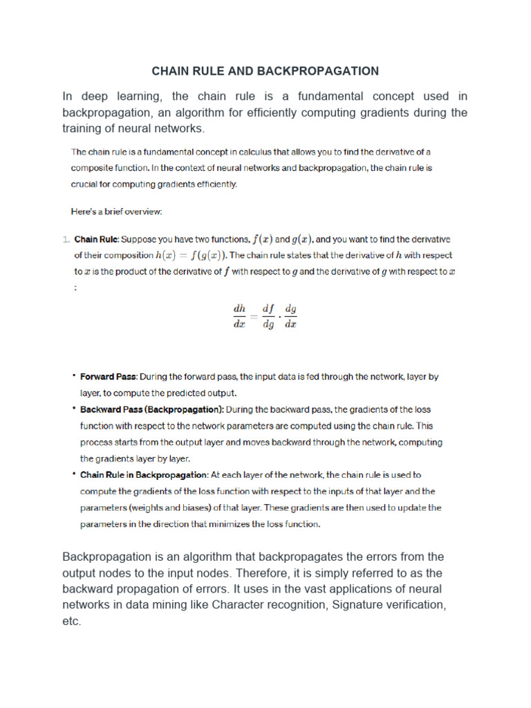 Unit4 - Chain Rule and Backpropagation | PDF | Artificial Neural Network | Computational Science