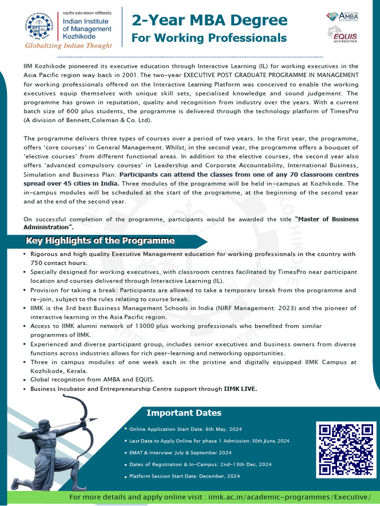 IIM Kozhikode EPGP for Working Professionals | PDF | Graduate Record Examinations | Graduate ...