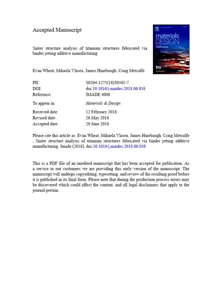Titanium Sinter Structure in Binder Jetting | PDF | Sintering | Diffusion