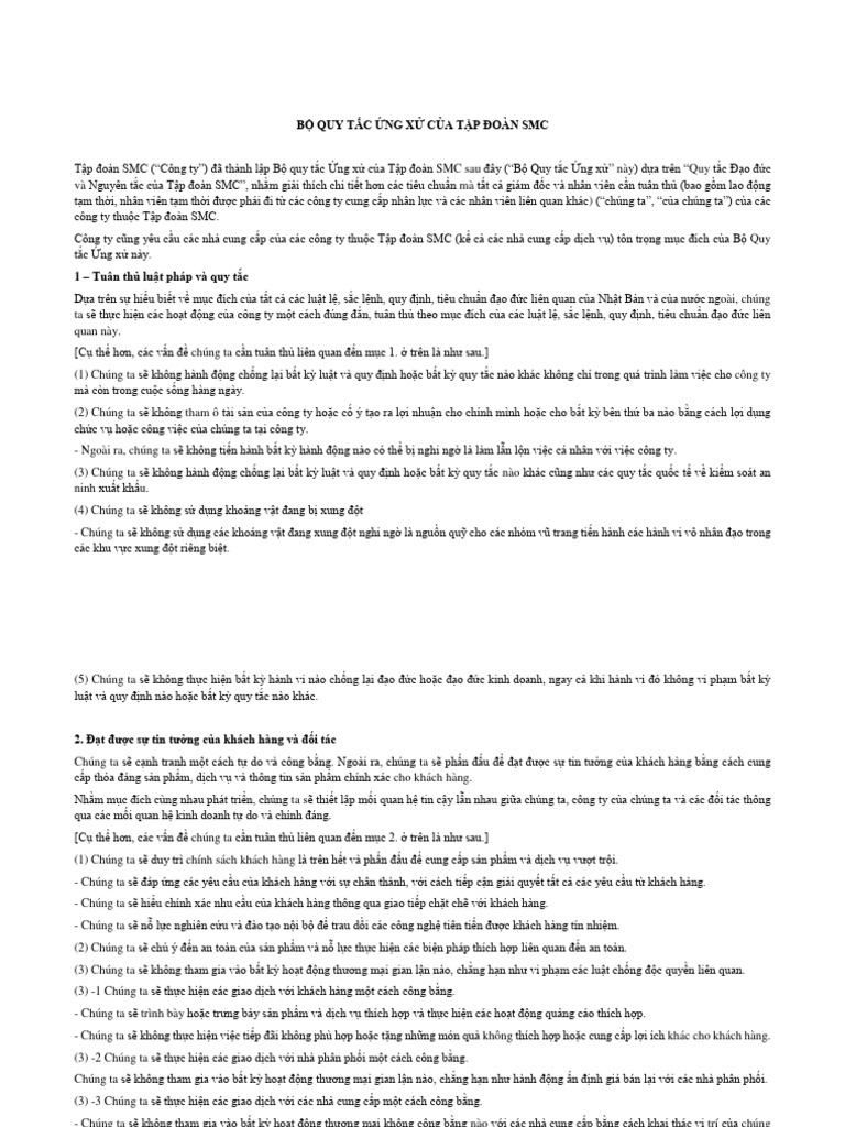 SMC Group Code of Conduct Vietnamese | PDF