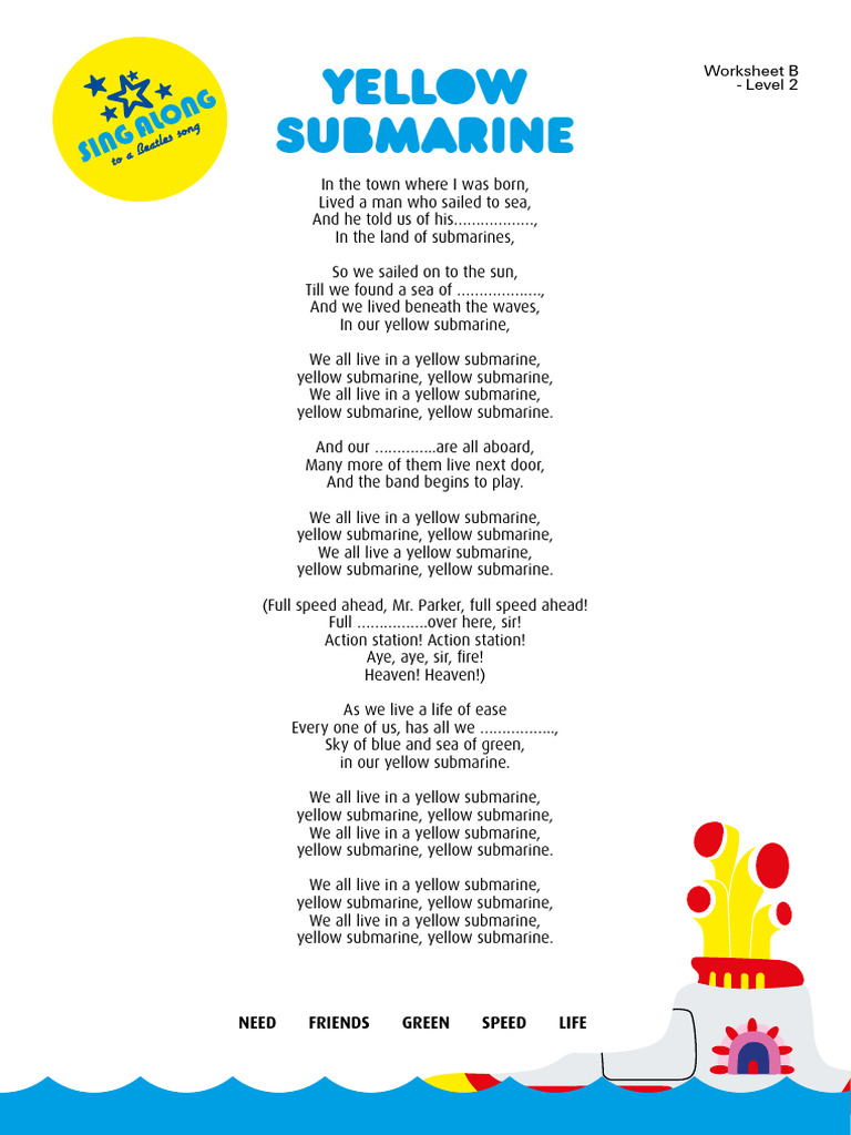 Lyrics - Yellow Submarine - Fill-In | PDF | Art