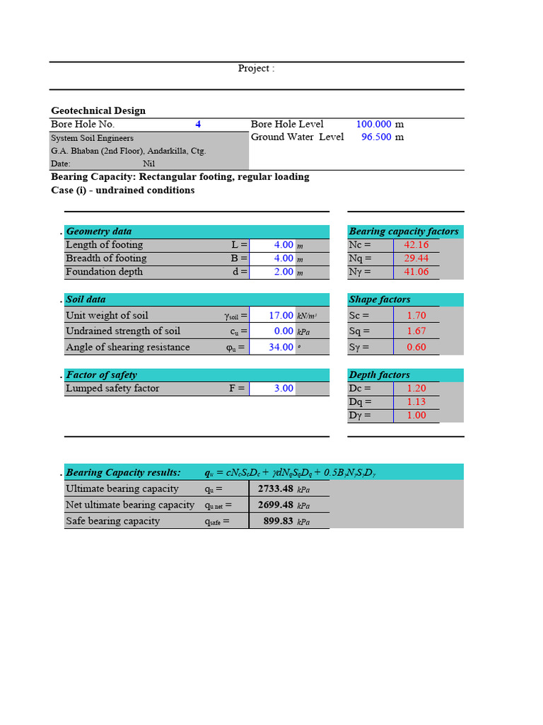 Bearing Capacity Calculation | PDF | Natural Materials | Soil Mechanics