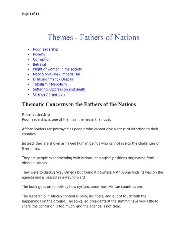 Fathers of Nation Themes | PDF | Zimbabwe | Africa