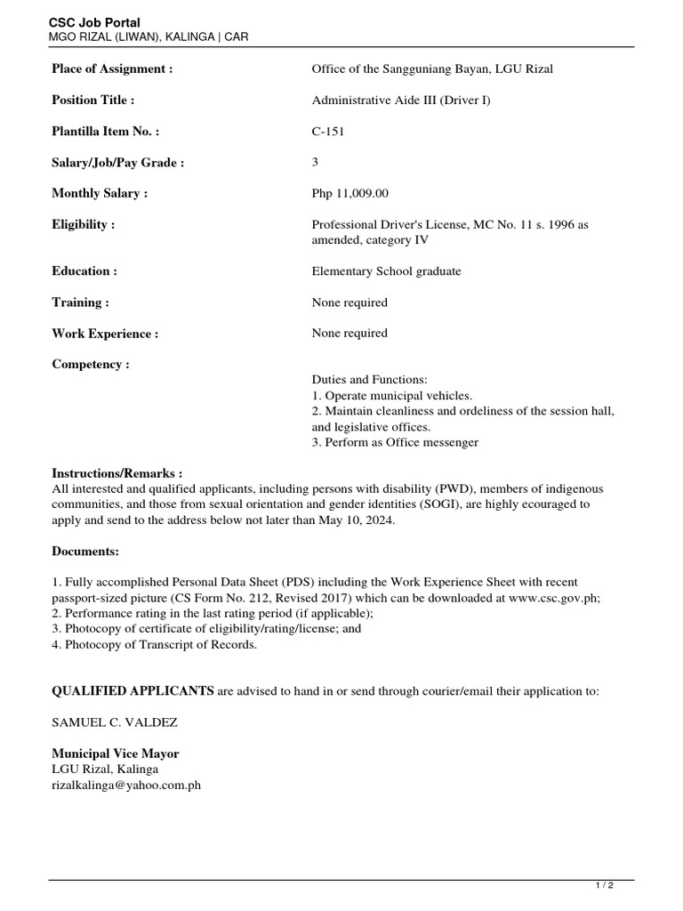 Admin Aide III Job Opening in Rizal | PDF | Human Rights | Lgbt