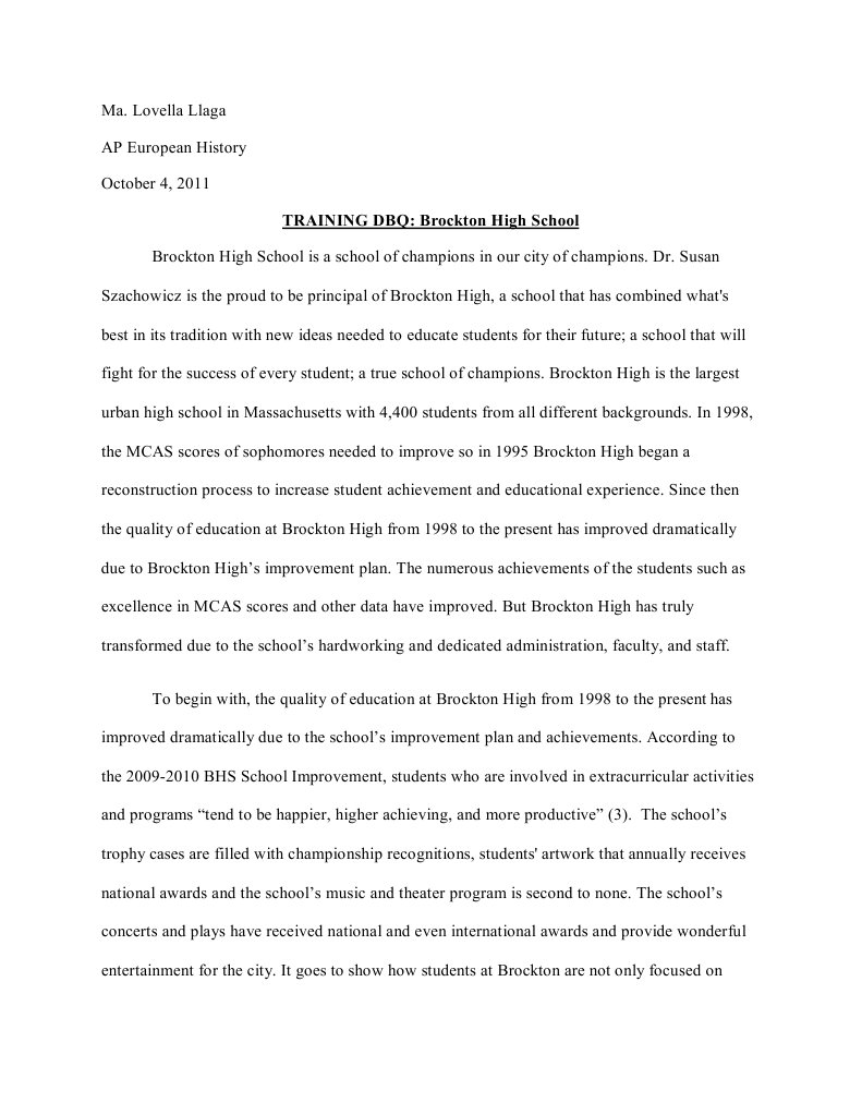 Training DBQ Brockton High | PDF