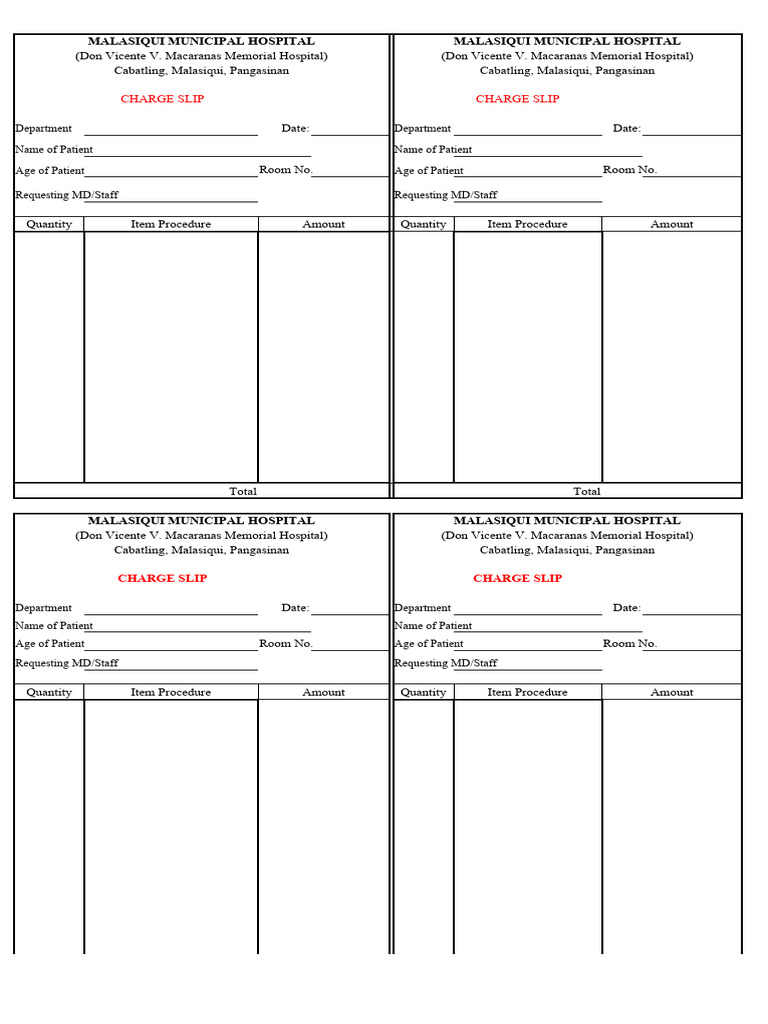 Charge Slip Updated | PDF | Hospital | Health Care