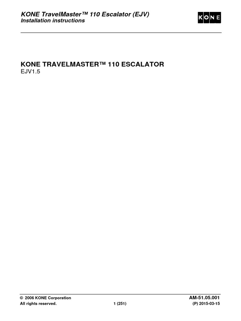 Kone Travelmaster Installation Instructions Am-51.05.001_en_p.1_main | PDF | Escalator | Safety