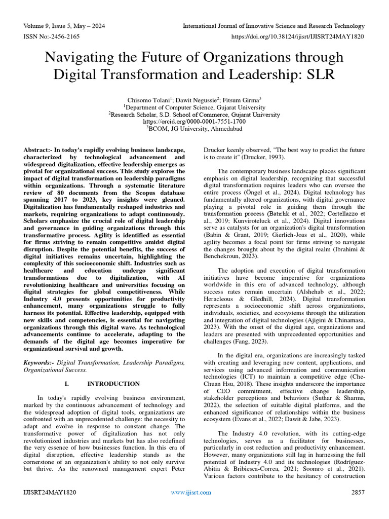 Navigating The Future of Organizations Through Digital Transformation ... Navigating The Future of Organizations Through Digital Transformation ...