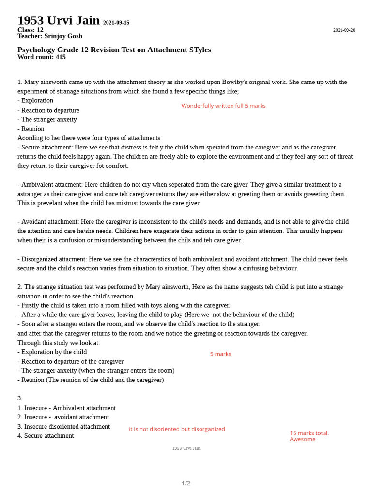 1953 Urvi Jain --IDMzAzMjU3MTg=ID-- (Psychology Grade 12 Revision Test ...