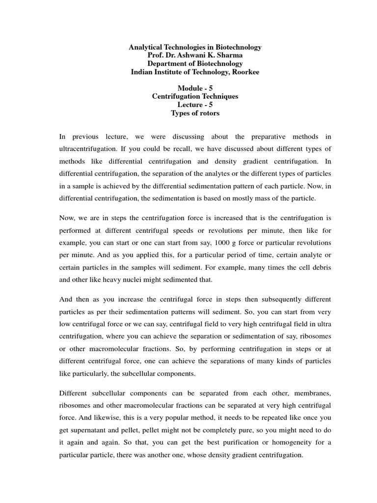 Lec 31 | Download Free PDF | Centrifugation | Centrifuge