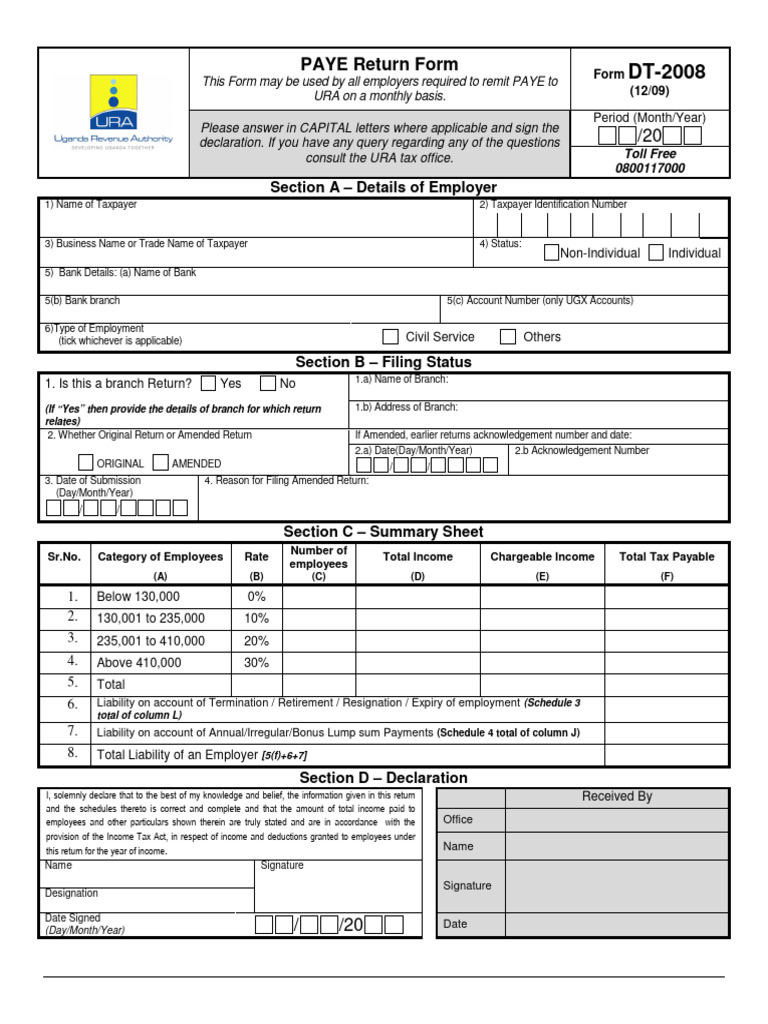 PAYE Return Form for Employers | PDF | Taxes | Government Finances
