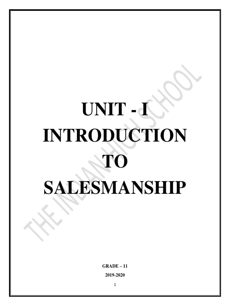 Unit 1-Introduction of salesmanship-2019 | Download Free PDF | Sales ... Unit 1-Introduction of salesmanship-2019 | Download Free PDF | Sales ...