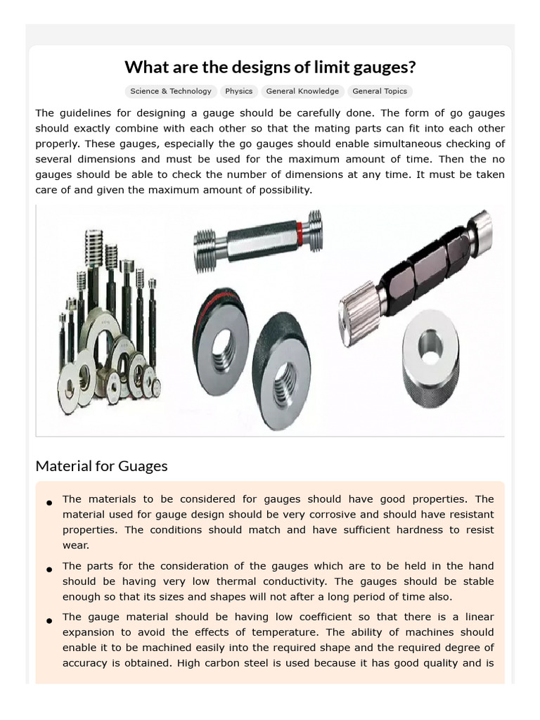 What Are The Designs of Limit Gauges | PDF | Engineering Tolerance | Wear
