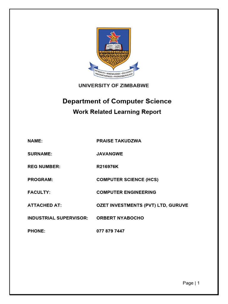 Attachment Report - Praise Javangwe - R216976K | PDF | Web Development ...