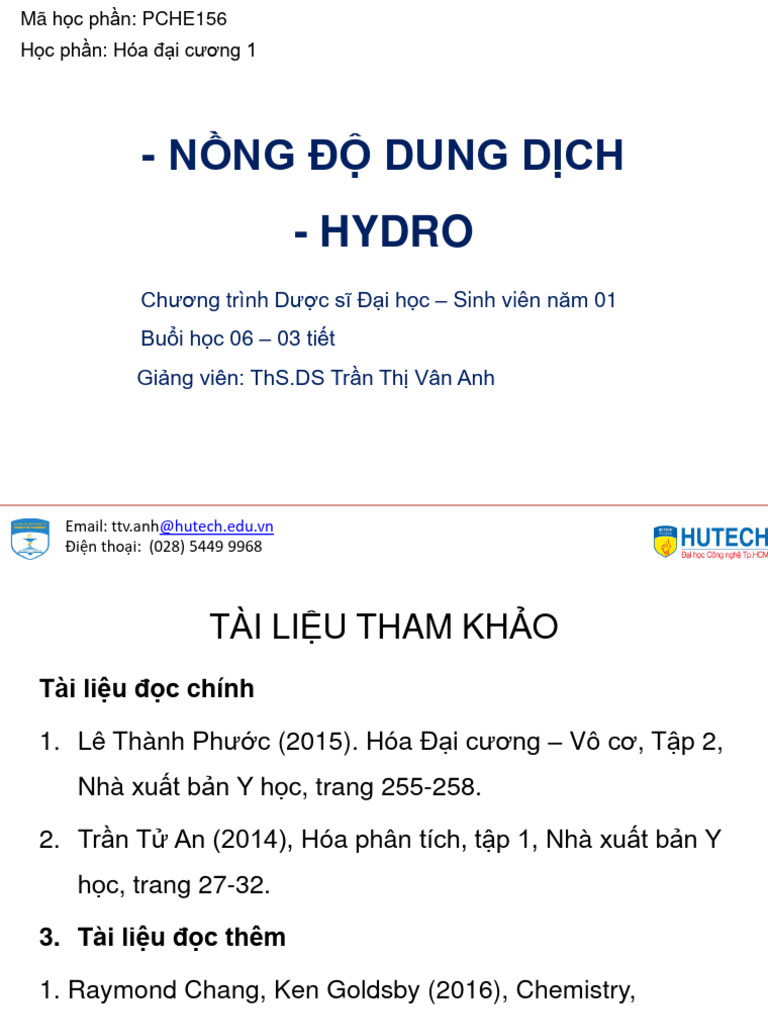 Buoi 6 - Nồng Độ Dung Dịch - Hydro | PDF