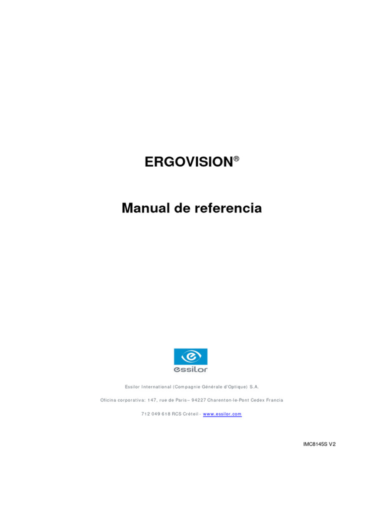 ERGOVISION. Manual de Referencia | PDF | Frecuencia de radio | Lentes