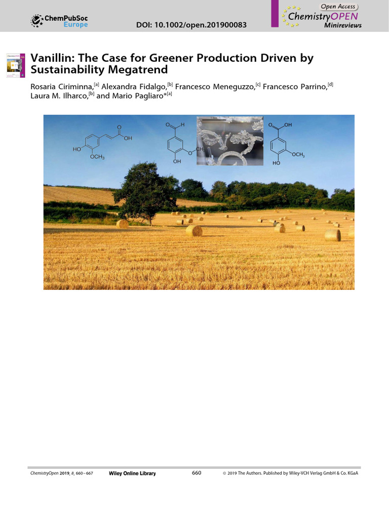 Vanillin - The Case for Greener Production Driven by Sustainability ...