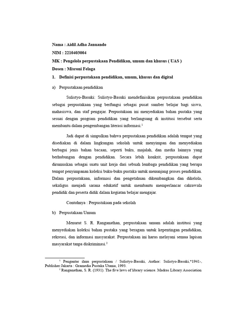 Aidil Adha Januando UAS Pak Misroni | PDF