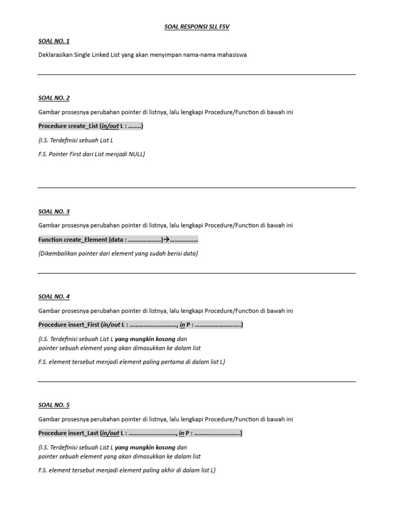 Soal Respon Single Linked List | PDF