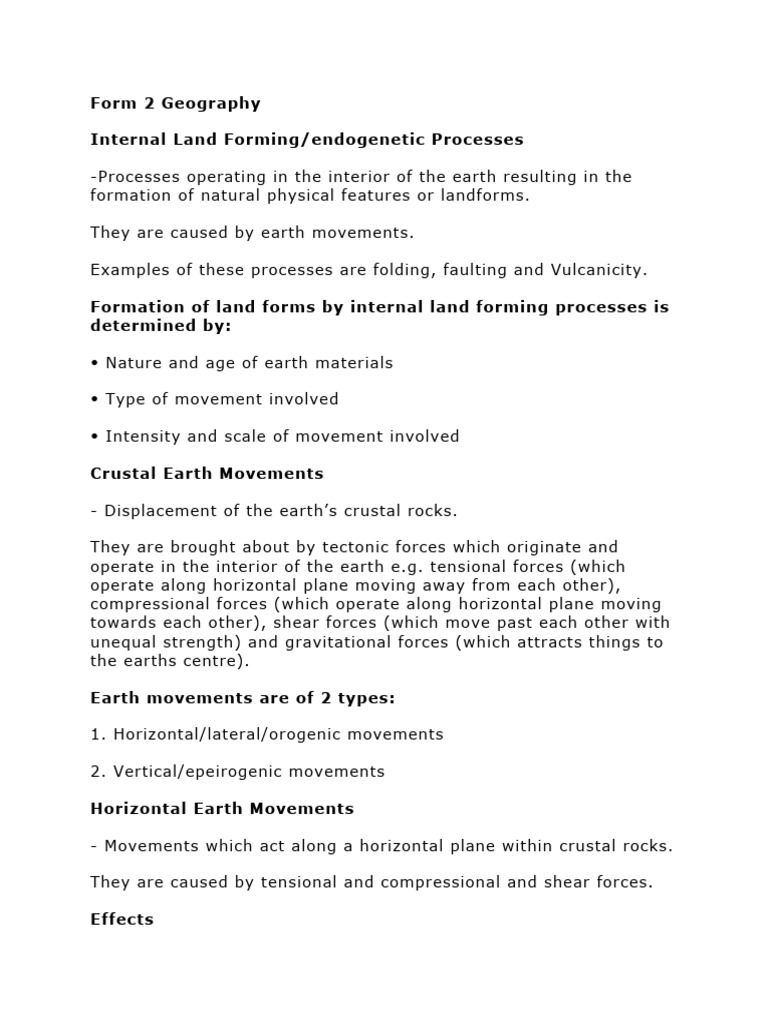 Form 2 Geography | PDF | Plate Tectonics | Tectonics
