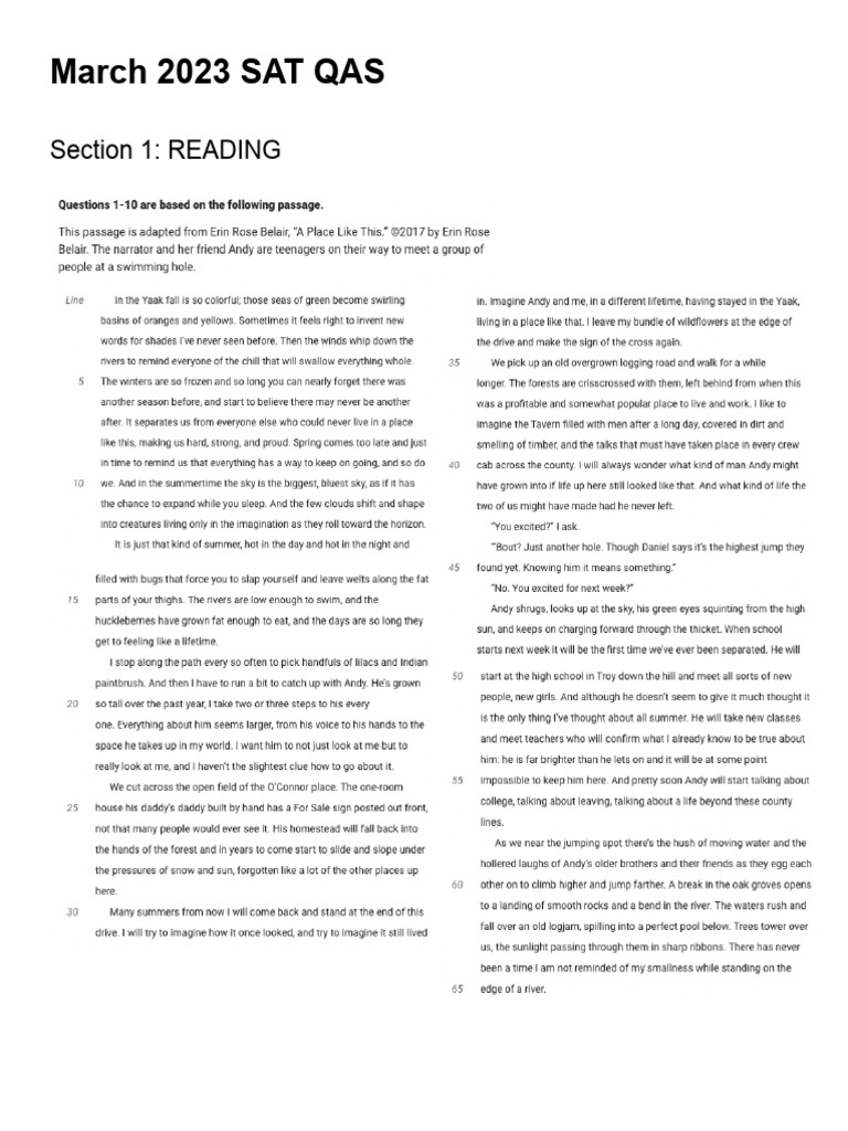 March 2023 SAT QAS Reading Analysis | PDF | Sphere