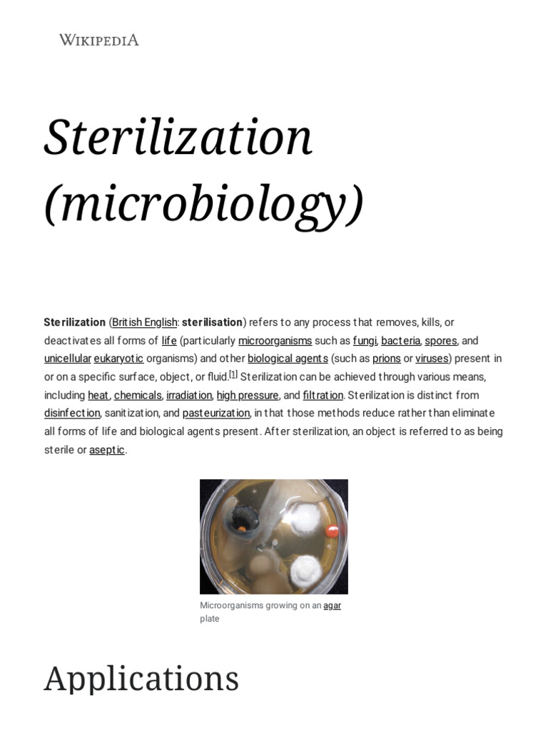 Sterilization (Microbiology) - Wikipedia | PDF | Sterilization (Microbiology) | Chlorofluorocarbon