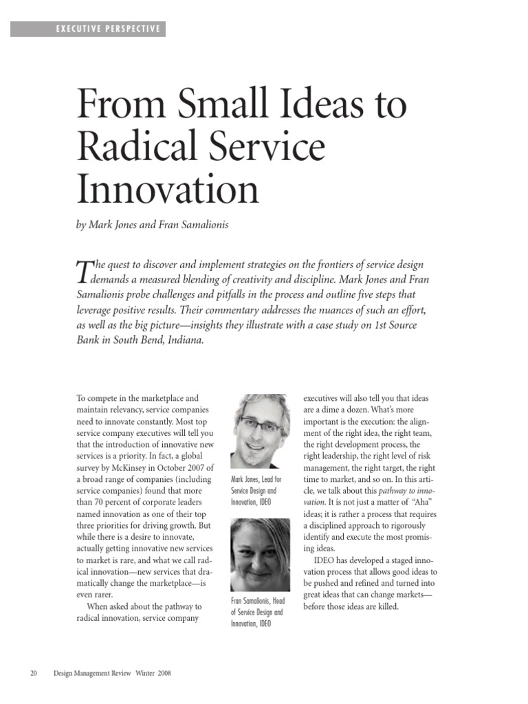 From Small Ideas To Radical Service Innovation: Executiveperspective ...