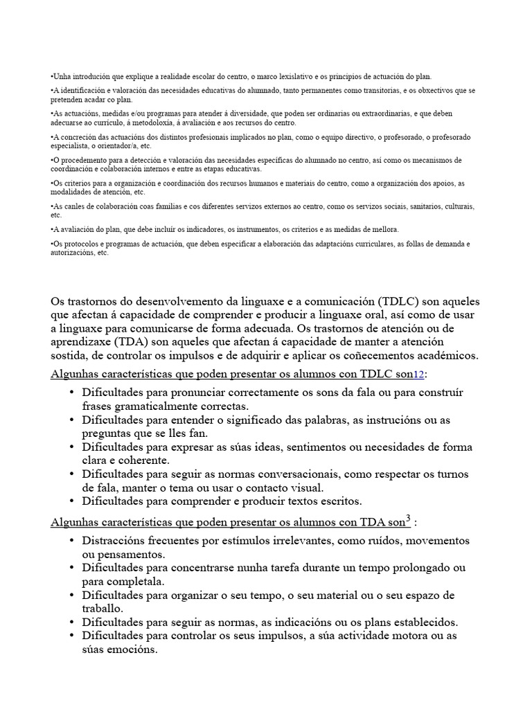 Apuntes Plan Xeral Aten-Diver | PDF