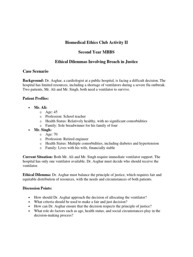 Biomedical Ethics Club Activity II | PDF | Reflective Practice | Health ...