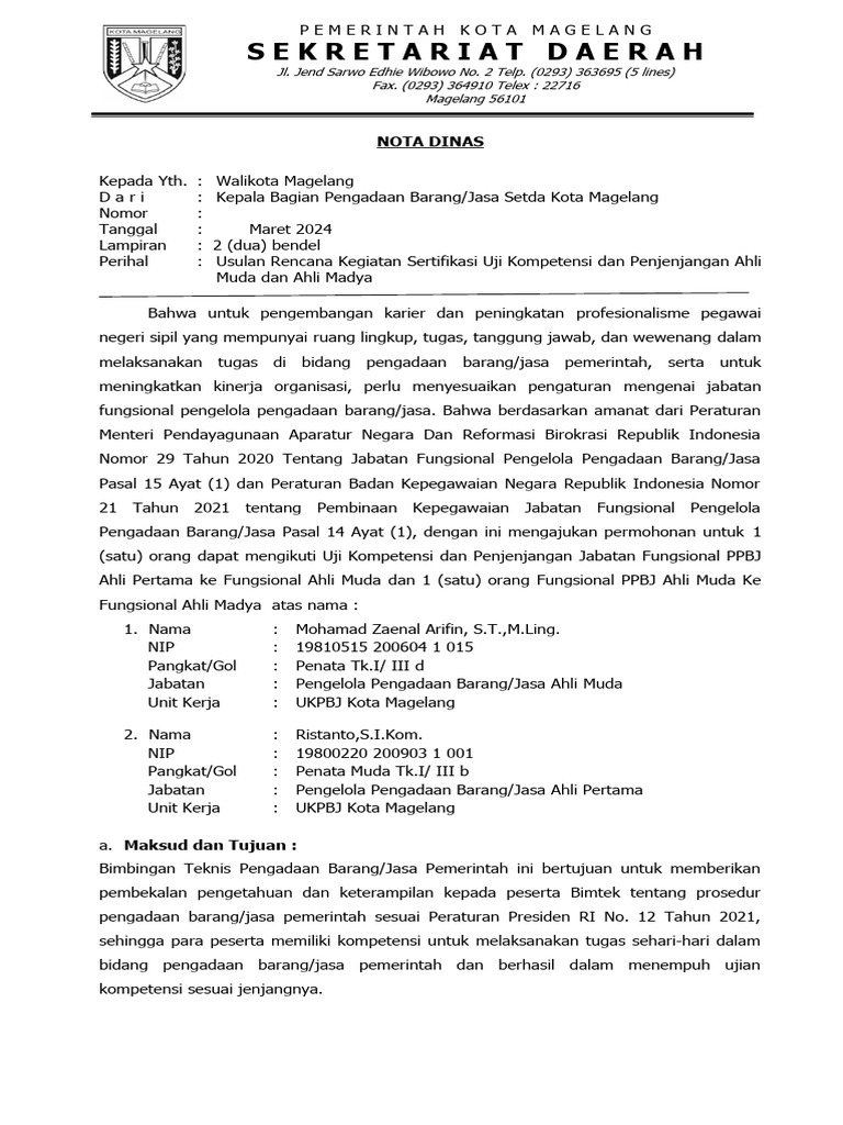 NODIN USULAN Ujikom 2024 | PDF | Bisnis