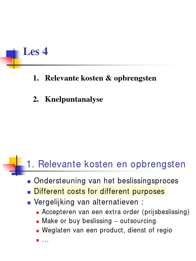 Kul Les4 Relevante Kosten&Knelpt | PDF