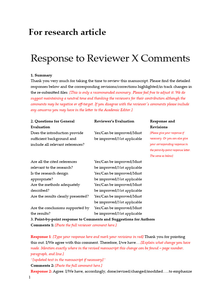 Example For Author To Respond Reviewer - MDPI | PDF | Career & Growth