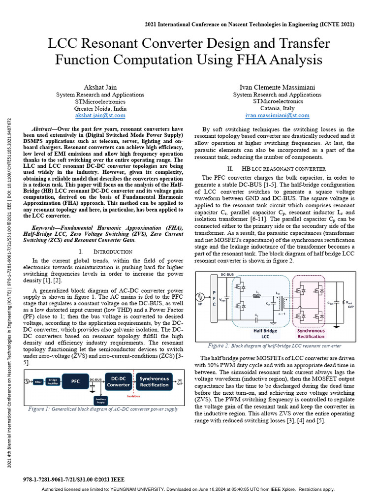 LCC Resonant Converter Design and Transfer | Download Free PDF ...