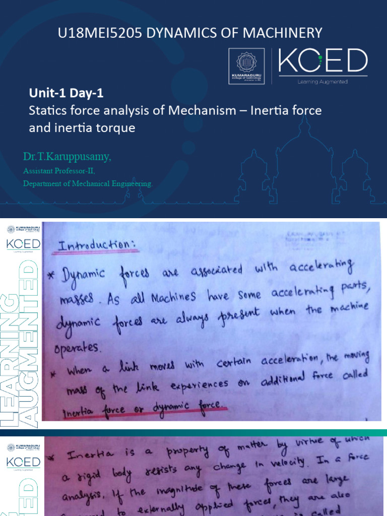 Inertia Force Analysis in Mechanisms | PDF
