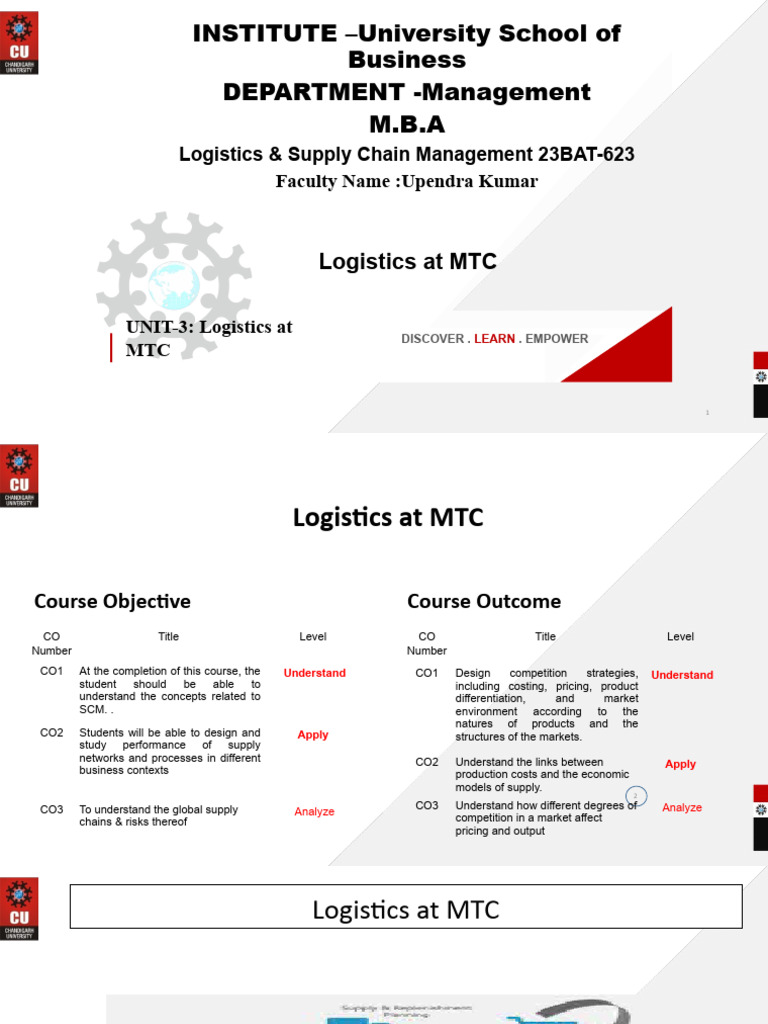 Logistics at MTC | Download Free PDF | Logistics | Supply Chain Management