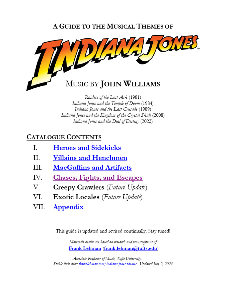 Indiana Jones Theme Catalogue 2 | PDF | Musicology | Music Theory