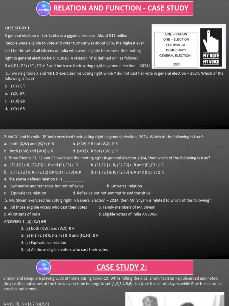 Class Xii Case Based Relation & Function | PDF | Elections | Function (Mathematics)