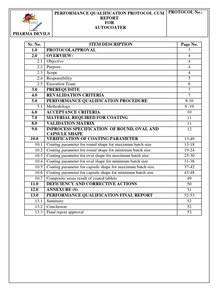 Auto Coater Performance Qualification Report | PDF | Tablet (Pharmacy ...