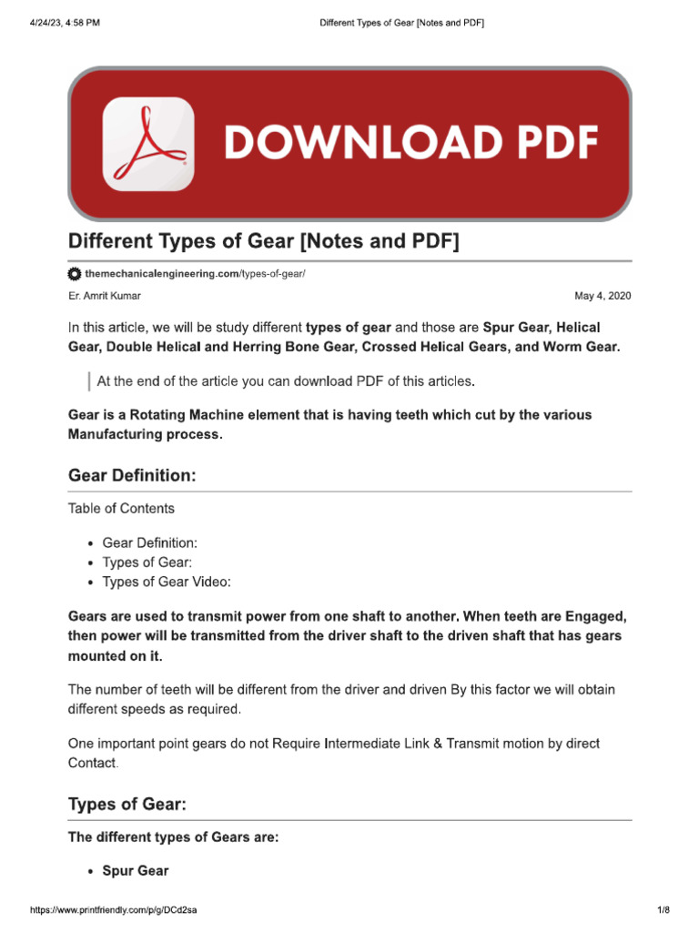 TYPES OF GEAR | PDF