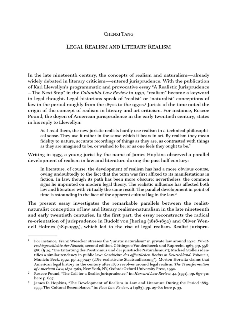 Legal Realism and Literary Realism | PDF | Jurisprudence | Literary Realism