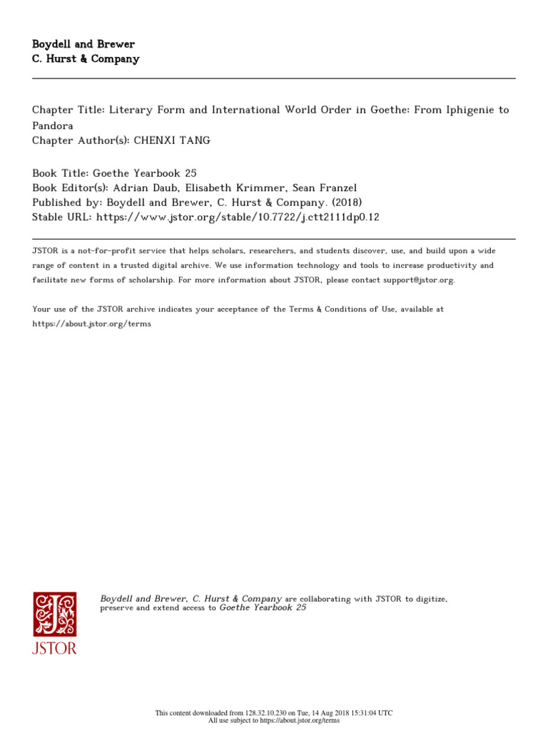 Goethe's Literary Form and World Order | PDF