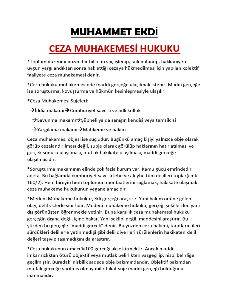 Ceza Muhakemesi̇ Hukuku | PDF