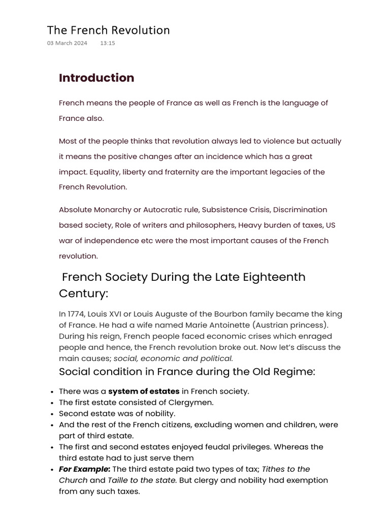 The French Revolution (With Q@A) | PDF | French Revolution | Reign Of ...