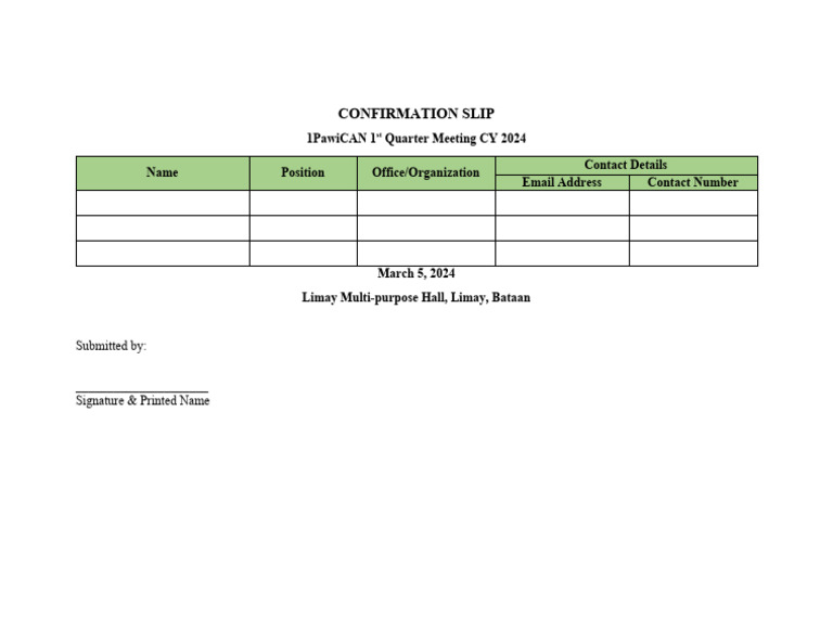 Confirmation Slip | PDF