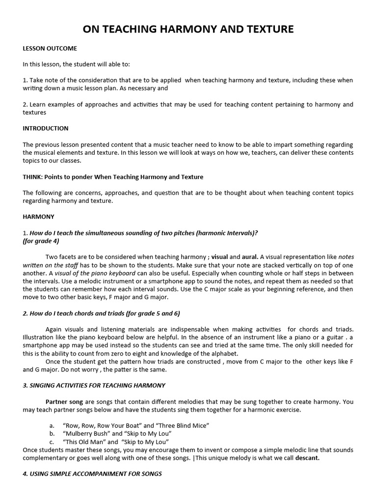 ON TEACHING HARMONY AND TEXTURE | PDF | Harmony | Chord (Music)