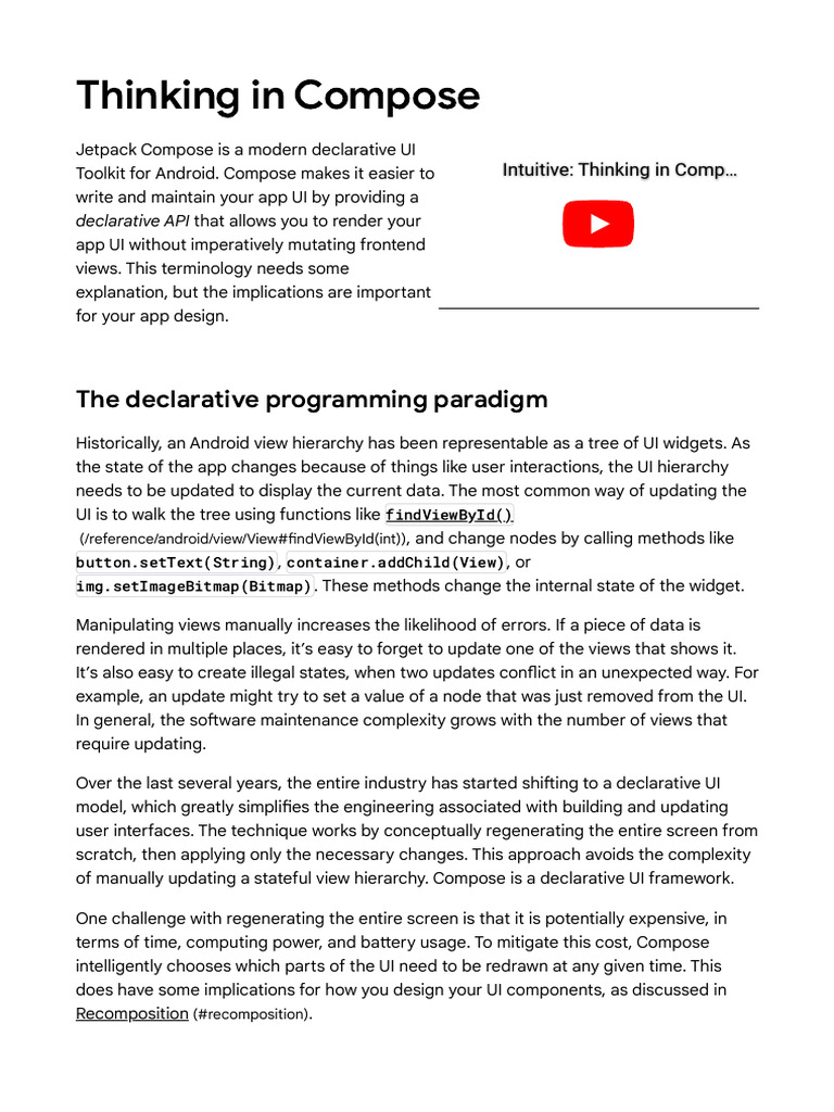 Thinking in Compose _ Jetpack Compose _ Android Developers | Download Free PDF | User Interface ...