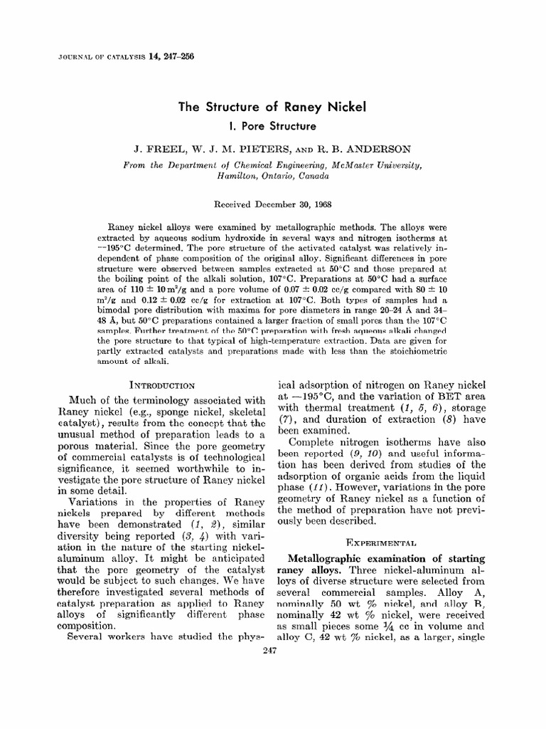1968 - Structure of Raney Nickel | PDF | Sodium Hydroxide | Adsorption