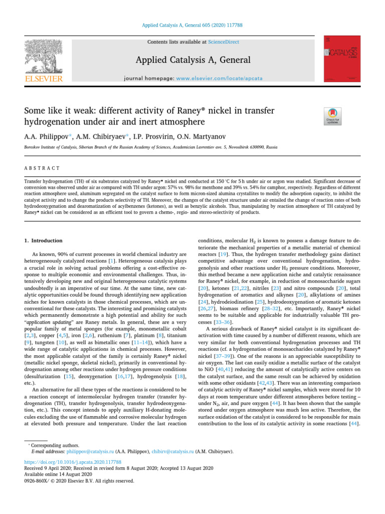 2020 - Different Activity of Raney Nickel - Ra-Ni Preparation | PDF ...