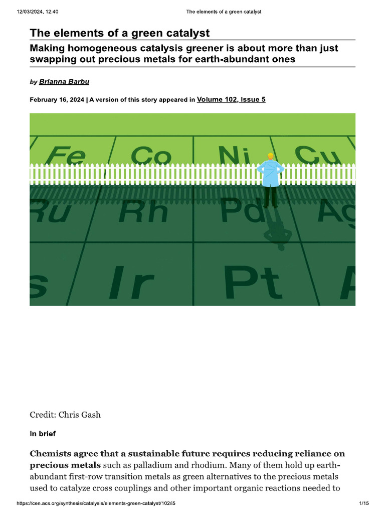 The Elements of A Green Catalyst | PDF